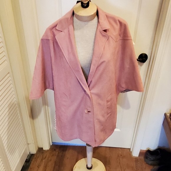 Vintage | Jackets & Coats | Vintage Pink Ultrasuede Cape Coat | Poshmark
